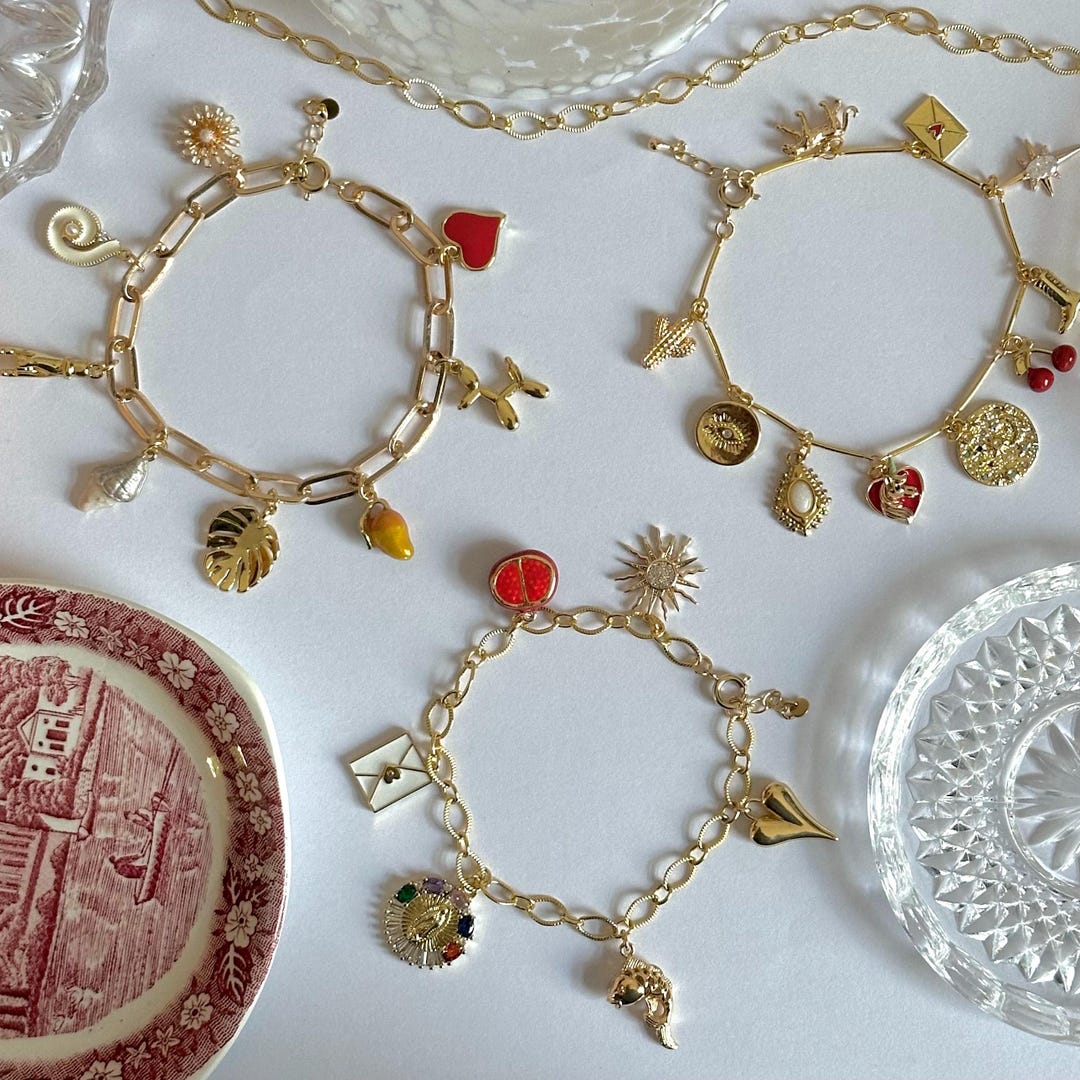 Customizable Charm Bracelet – 18K Gold Plated | Choose 1 to 10 Charms ...