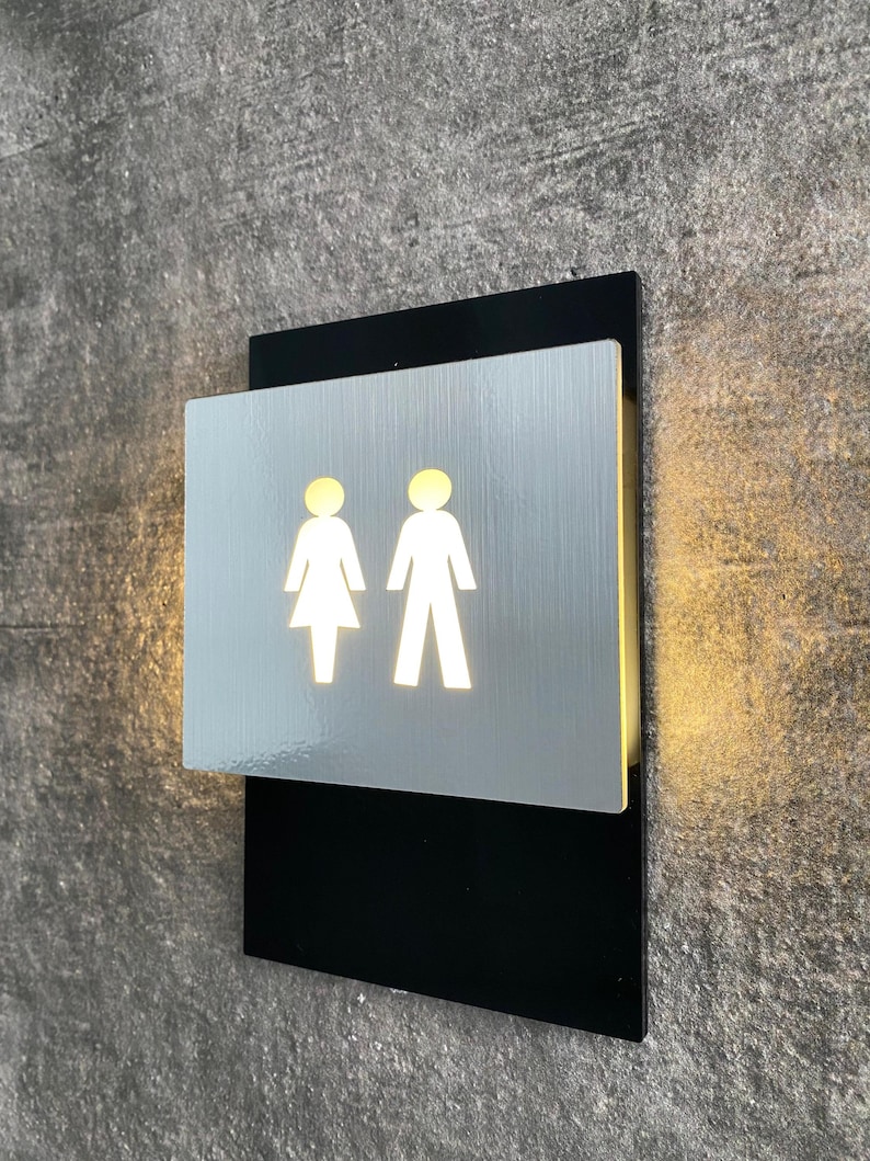 Illuminated LED WC Sign, Bathroom Sign, Toilet Sign, Restroom Sign - Etsy