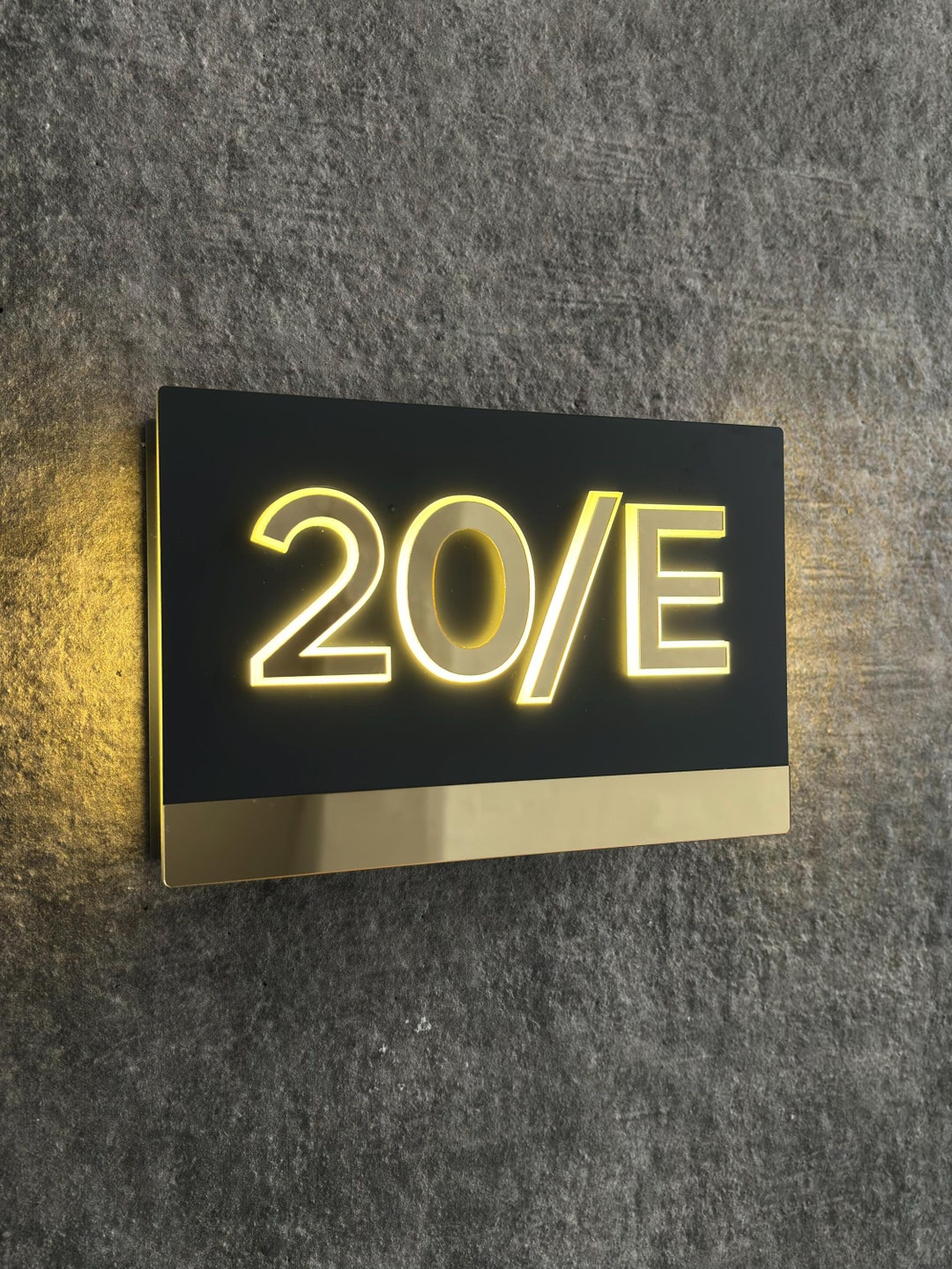 Illuminated LED Custom Gold Detailed Door Sign, Adress Sign, Hotel Sign ...