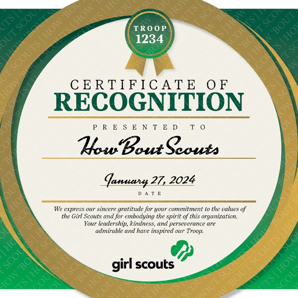 Girl Scout Bridging Certificate - Etsy