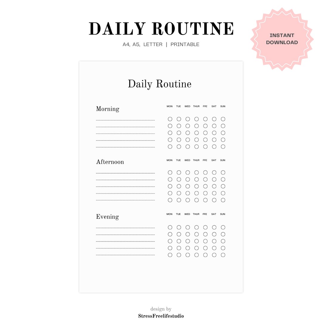 Minimalist Daily Routine Printable, Routine Daily, Productivity Planner ...