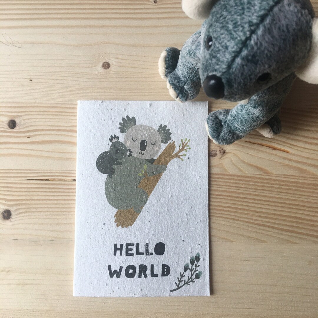Babyshower Plantable Seed Card, Koala Greeting Card, Eco Friendly ...