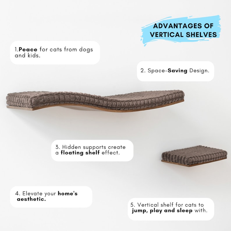 Wall Mounted Cat Shelves: Beech Wood Cat Perch & Steps - Etsy