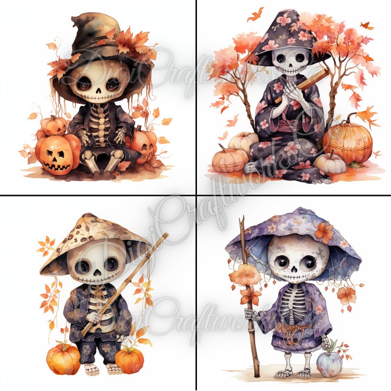 Watercolor Cute Halloween Clipart Png Ghost, Vampire, Bat, Witch ...