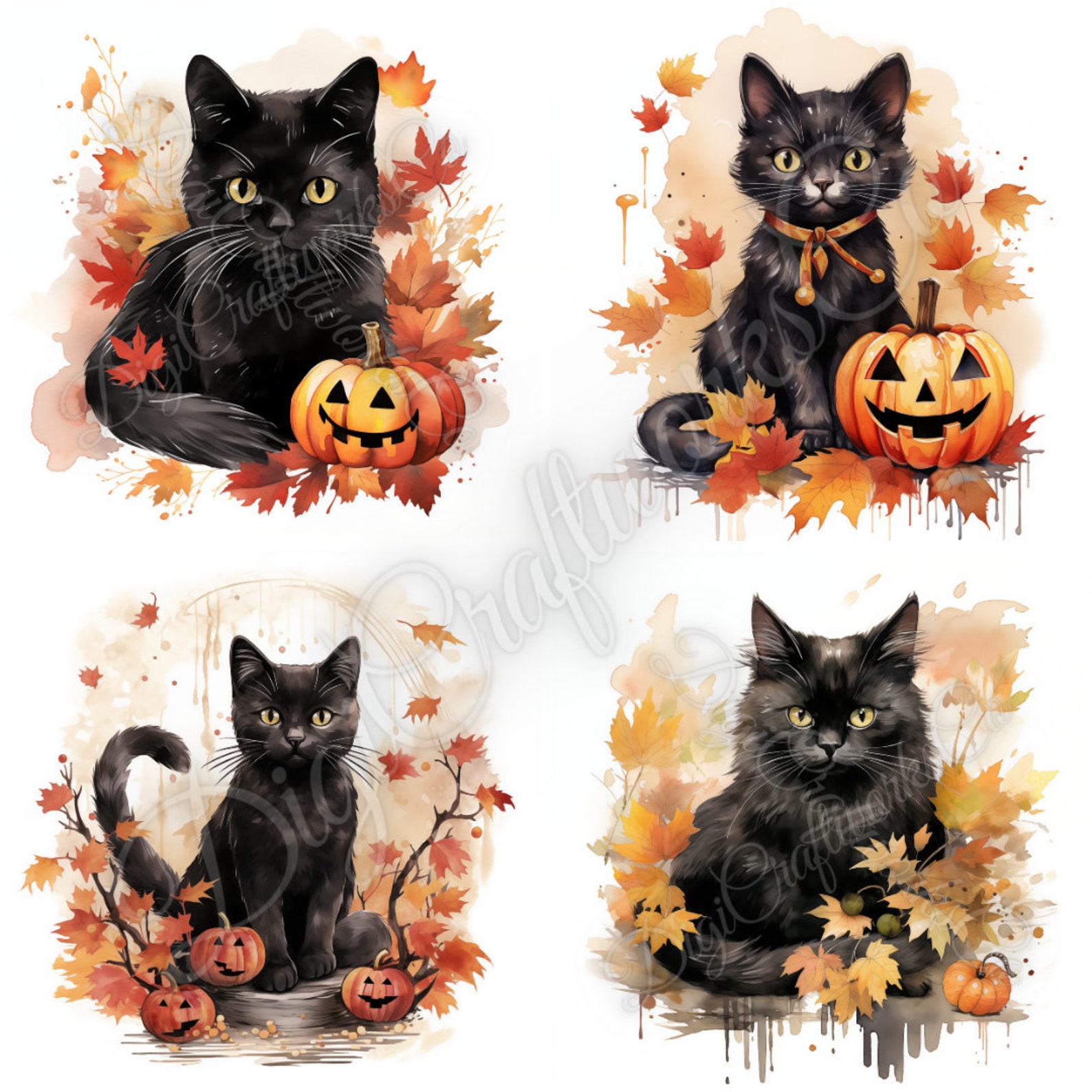 Watercolor Halloween Cliparts Png Ghost, Witch, Vampire, Skeleton ...