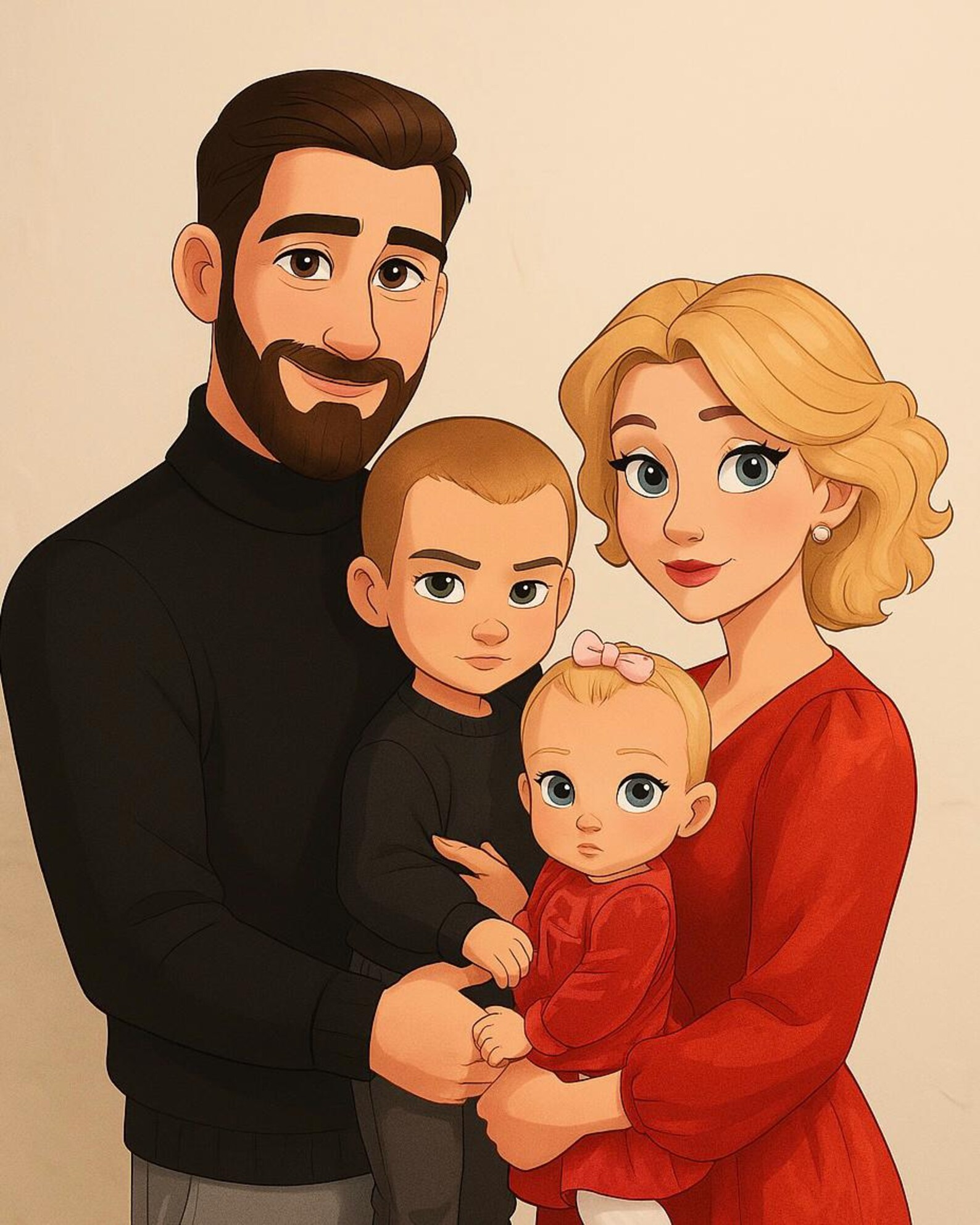 Custom Cartoon COUPLE PORTRAIT From Photo Family Portrait Illustration ...