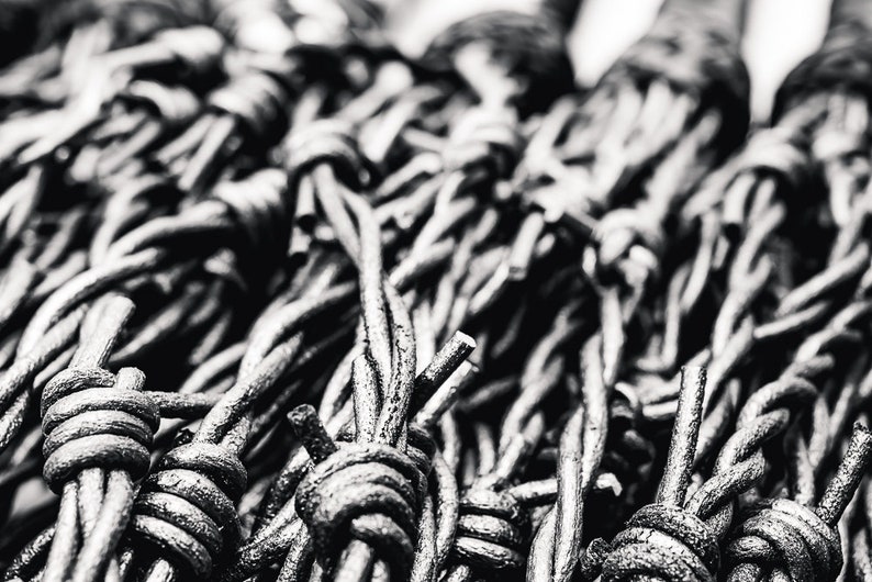 Hand Made Leather Faux Barbed Wire Flogger With Shorter 30cm Long Falls ...