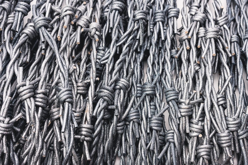 Hand Made Leather Faux Barbed Wire Flogger With Shorter 30cm Long Falls ...