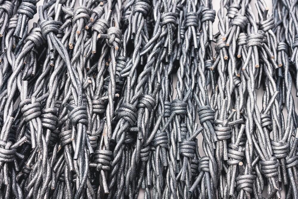 Hand Made Leather Faux Barbed Wire Flogger With Shorter 30cm Long Falls ...