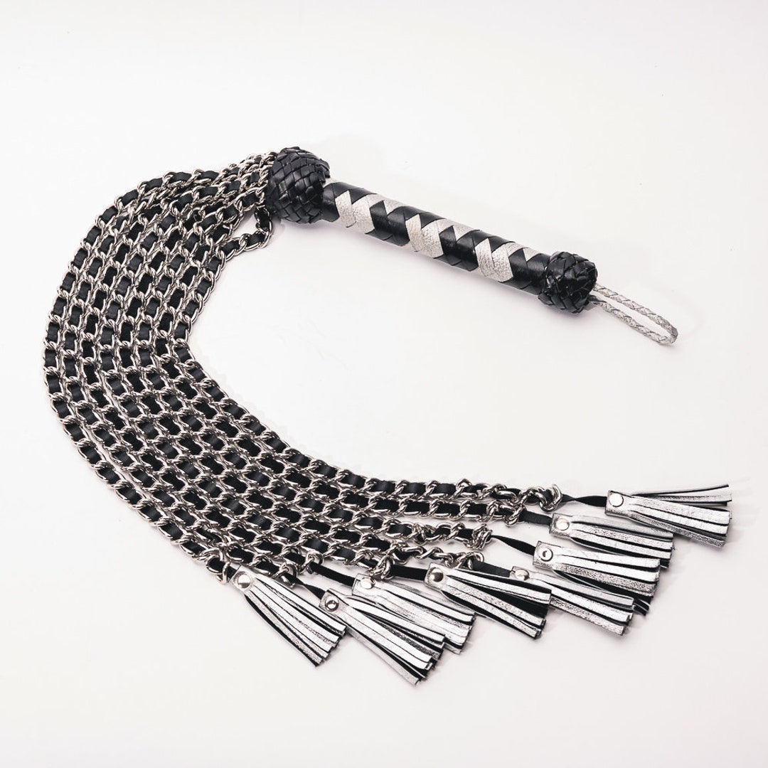 Hand Made Chain Flogger With Leather Inlay 30cm Falls the Wow Factor ...