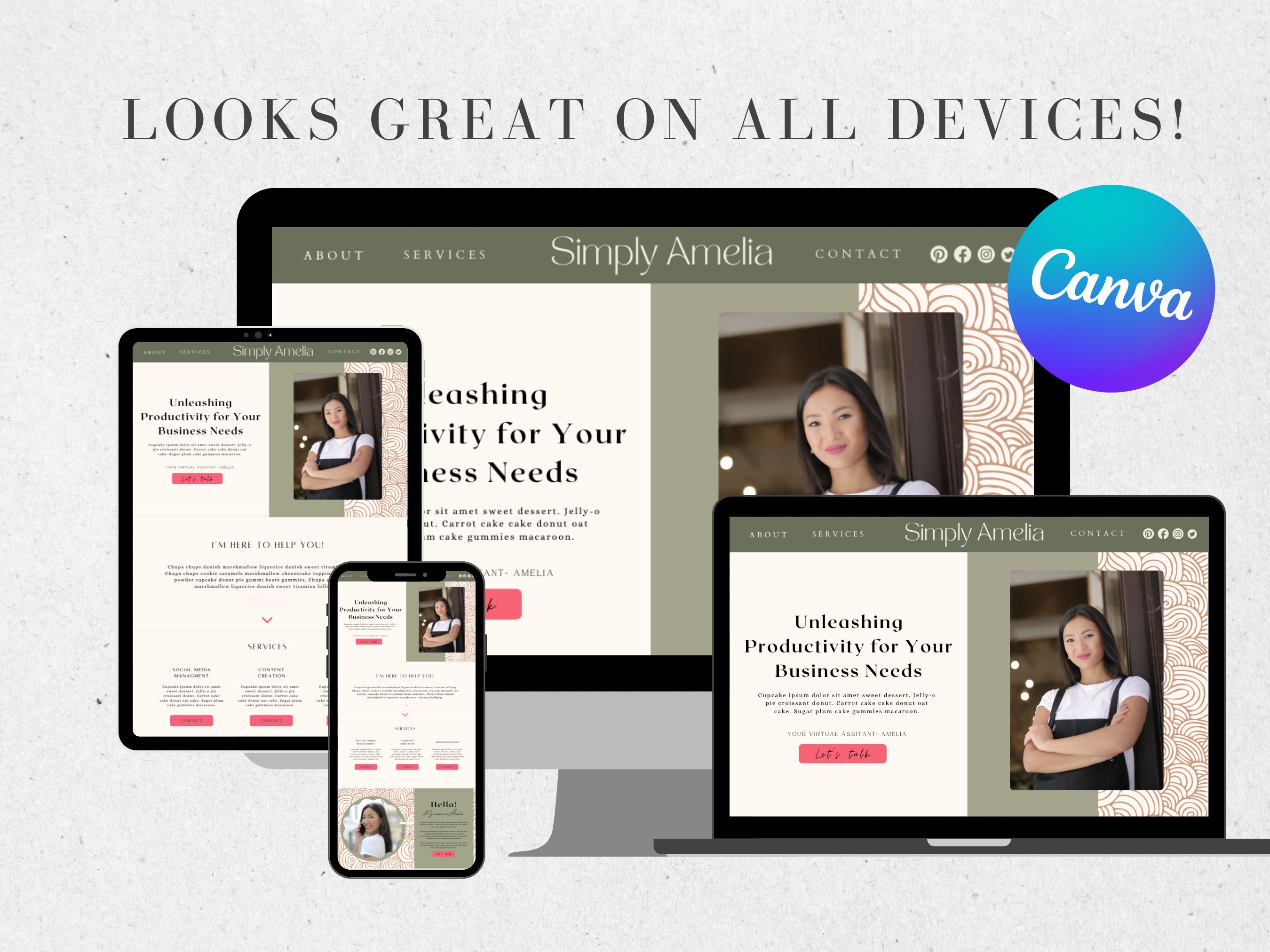 Canva Template for Virtual Assistant | Landing Page, Instant Download ...