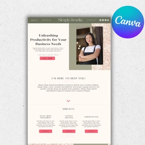 Canva Template for Virtual Assistant | Landing Page, Instant Download ...