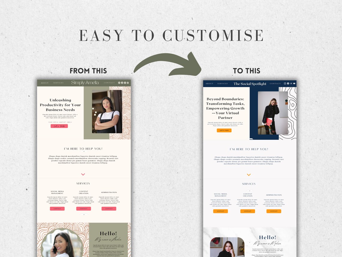 Canva Template for Virtual Assistant | Landing Page, Instant Download ...