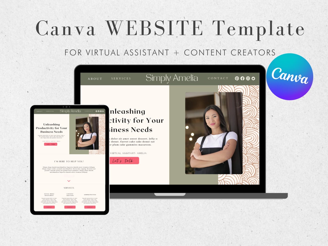 Canva Template for Virtual Assistant | Landing Page, Instant Download ...