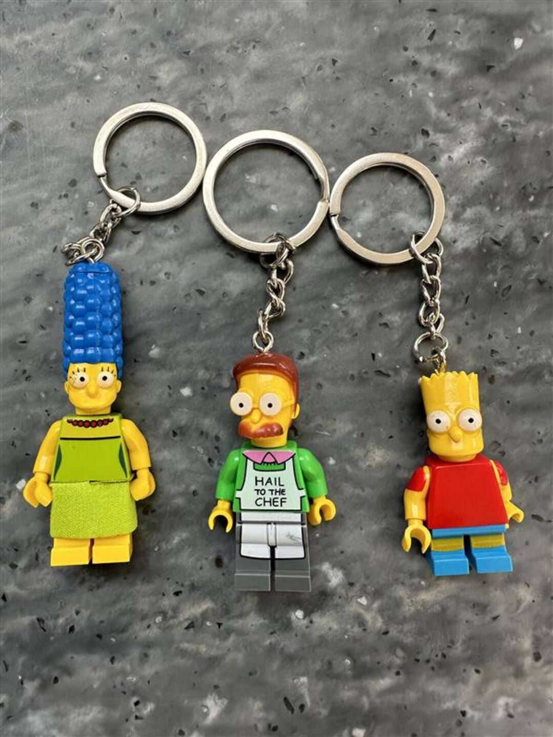 Simpson Collection of Marje, Bart & Flanders LEGO Keychain for the ...