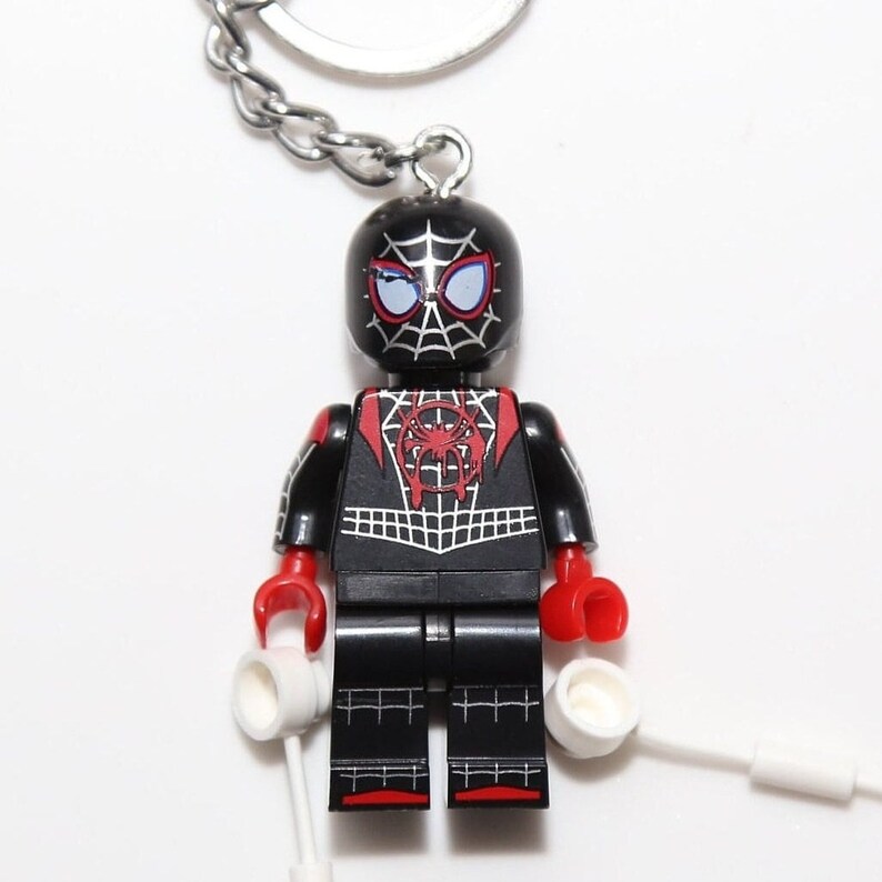Black Spider-man, Miles Morales, LEGO Keychain for Marvel Universe Fans ...
