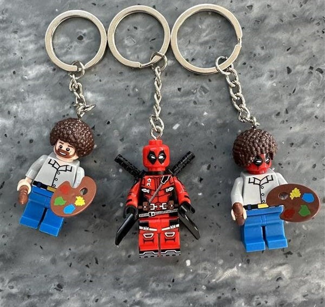 Deadpool & Deadpool Bob Ross and Bob Ross LEGO Keychain - Etsy