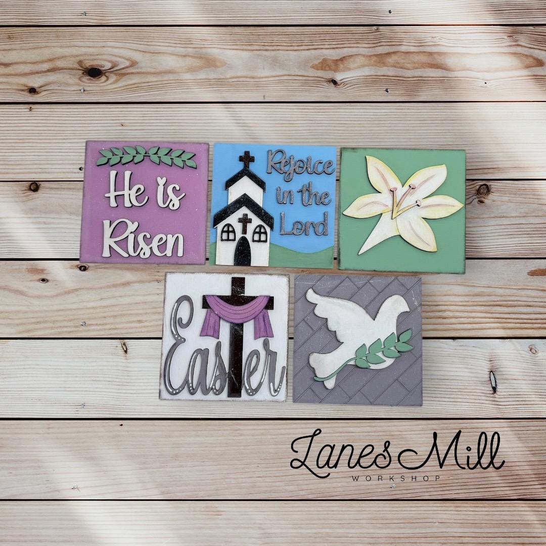 Religious Easter Interchangeable Tiles 4.25x4.25" - Home Decor Interchangeable Squares -finished ...