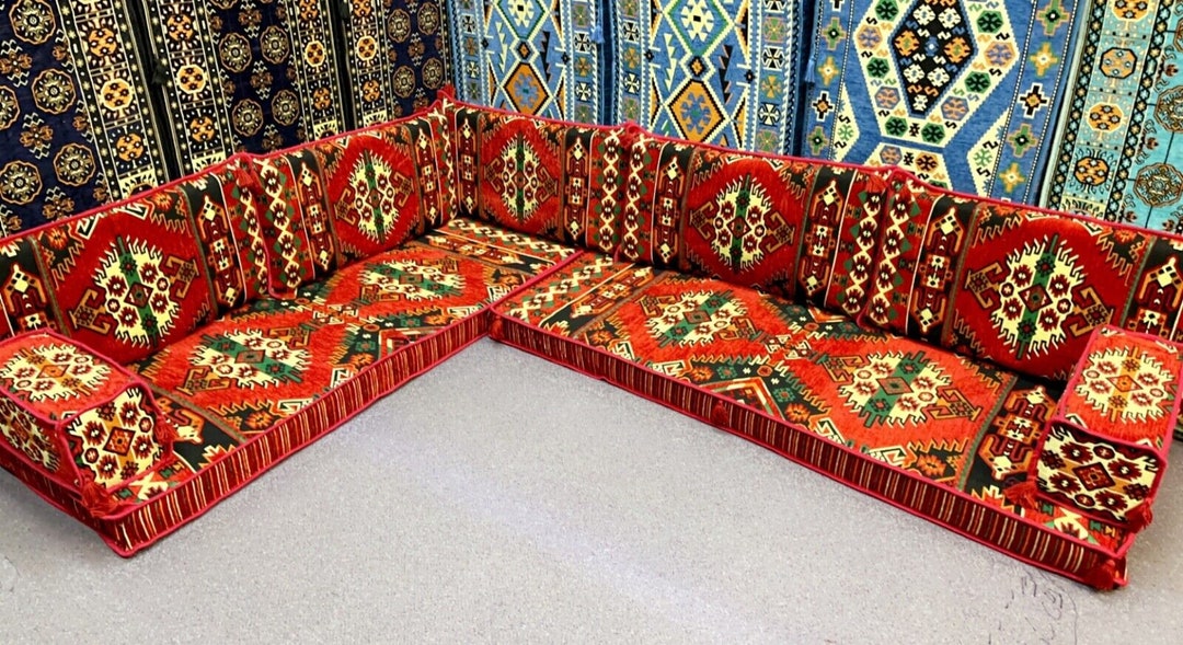 L Shaped Arabic Turkish Middle Eastern, Moroccan Floor Oriental Seating ...