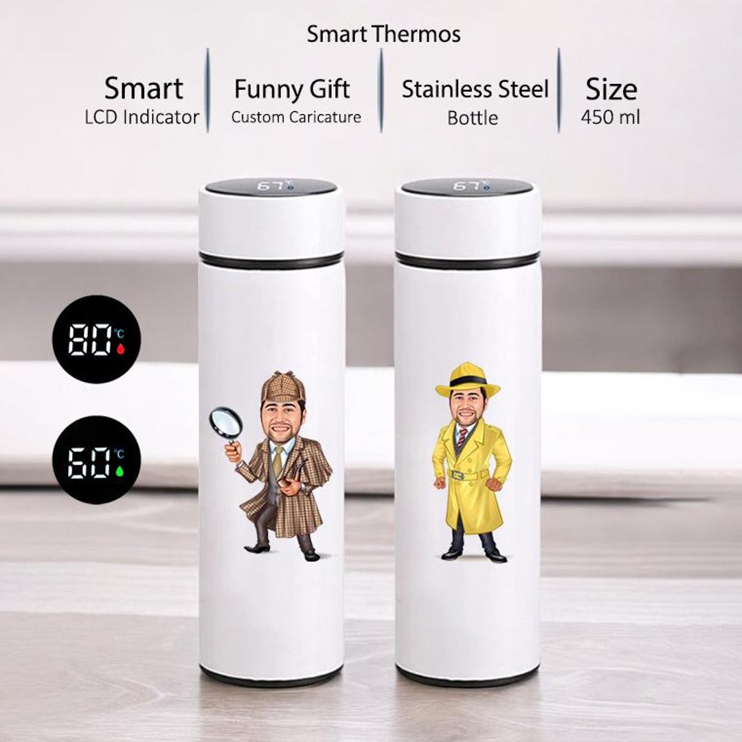 Detective Insulated Stainless Steel Water Bottle With Led Temperature ...