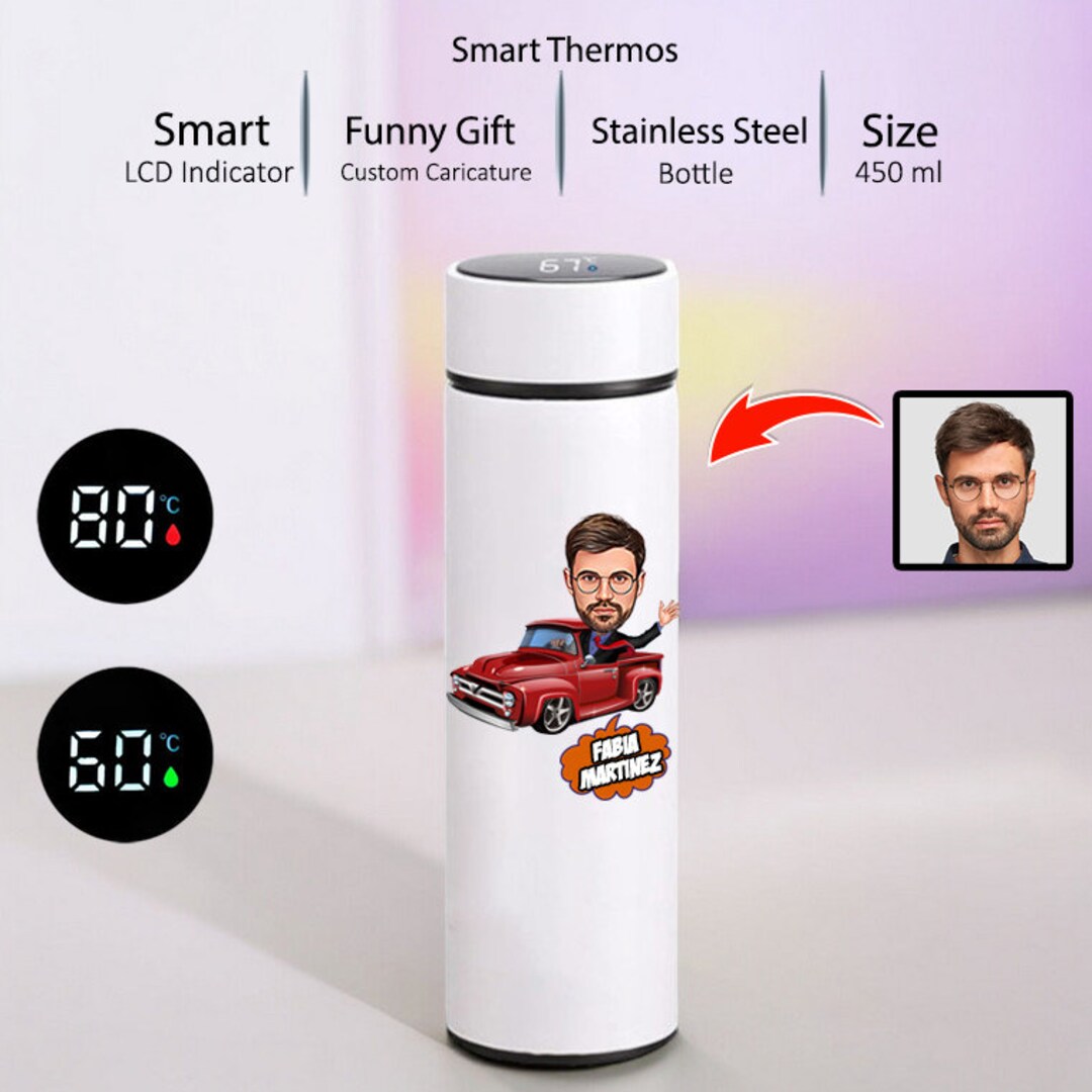 Funny Coffee Thermos for Men, 15oz Stainless Steel Water Bottle for Men ...
