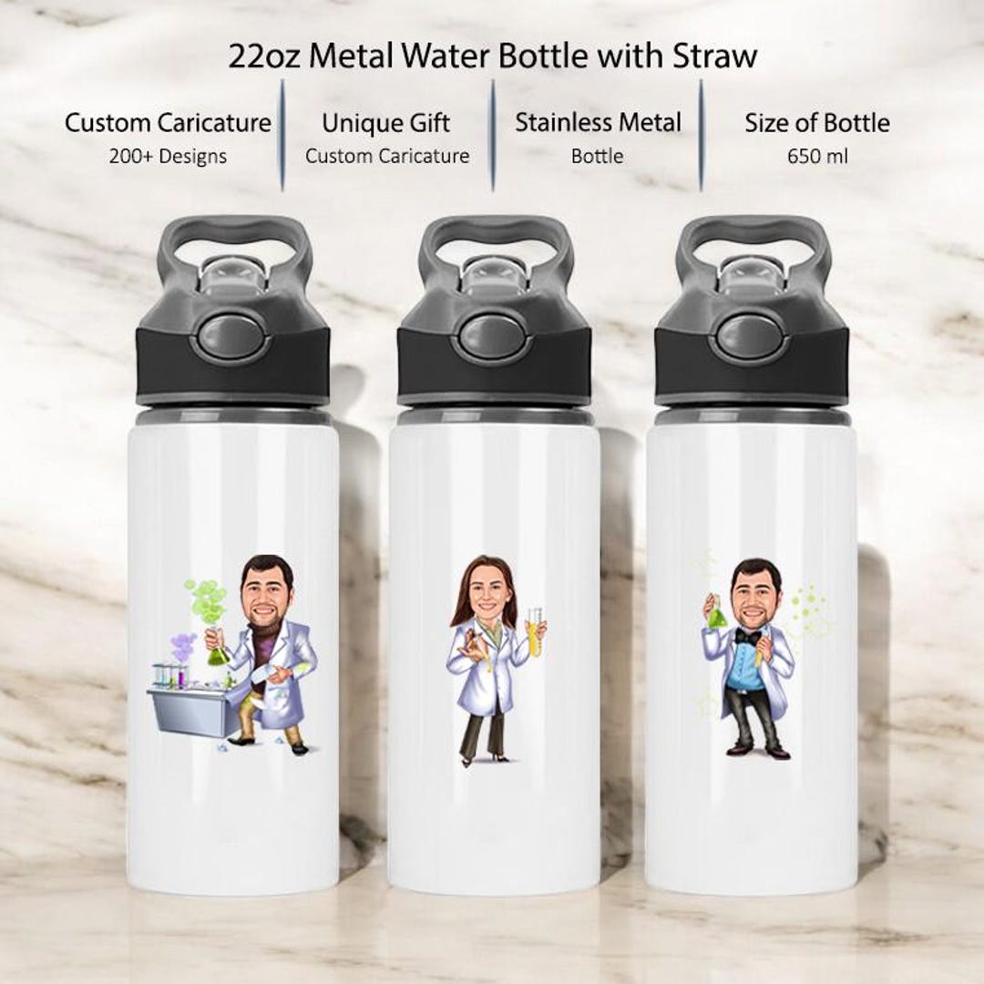 22oz Chemist Water Bottle With Straw and Lid, Personalized Chemistry ...