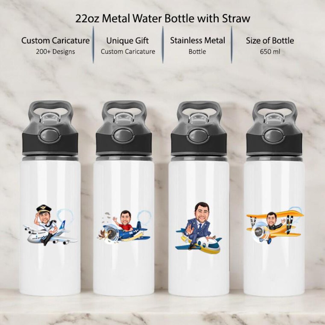 22oz Pilot Water Bottle With Straw and Lid, Custom Pilot Instructor ...