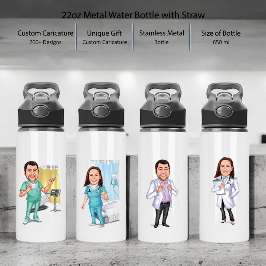 22oz Doctor Water Bottle With Straw and Lid, Medical Water Bottle for ...