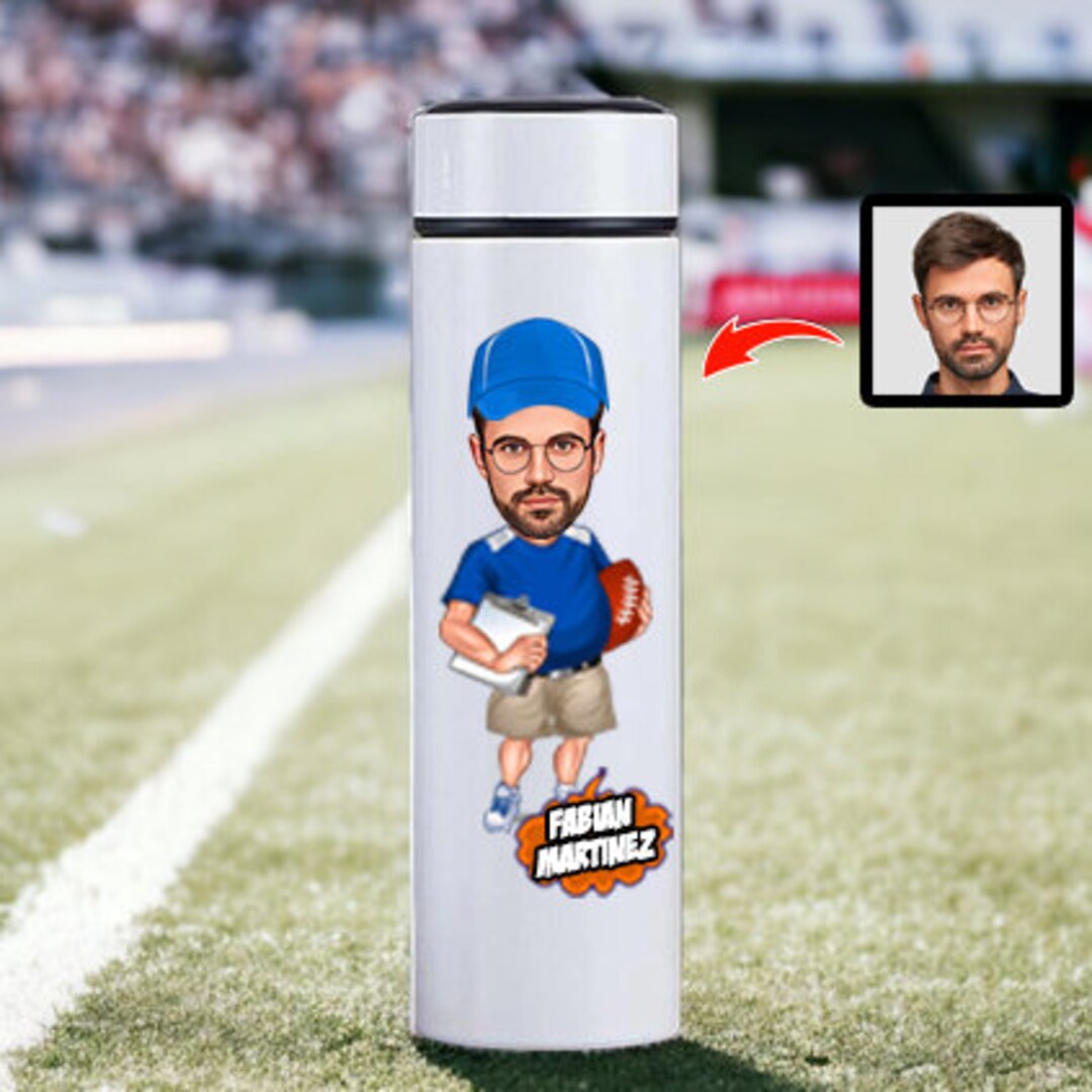 Rugby Coach Cartoon 15oz Drink Bottle, Funny Rugby Coach Gift for Men ...