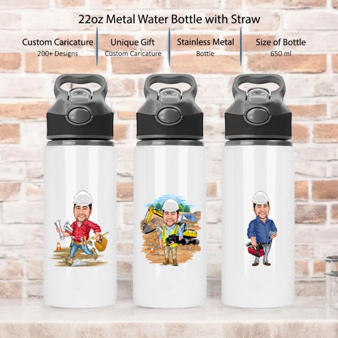 22oz Engineer Themed Water Bottle With Straw and Lid, Funny Civil ...
