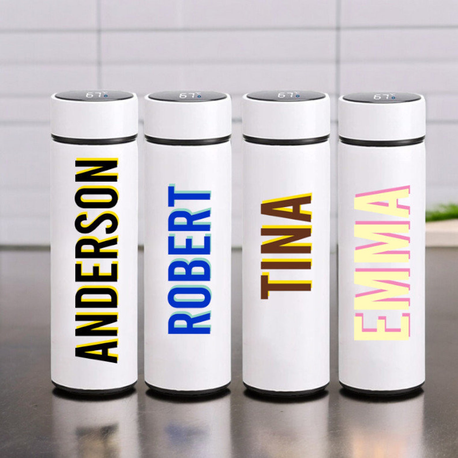 Personalized Shadow Name Tumbler Cup Customized Name Smart Thermos ...