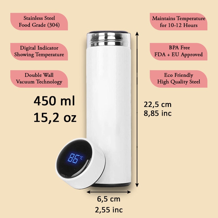 Custom Caricature Printed Smart Thermos for Men, Personalized Tumblers ...