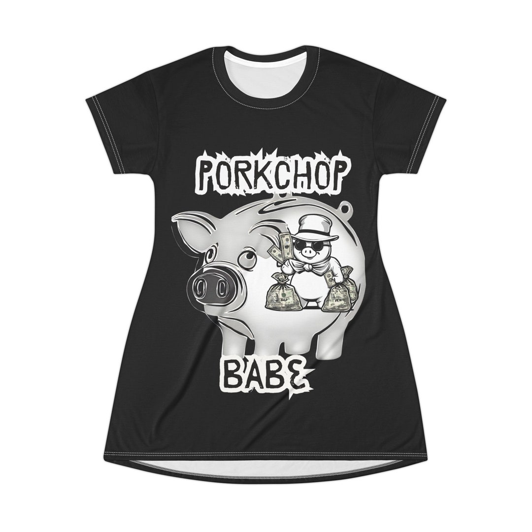 Custom T-shirt Dress AOP Porkchop Babe - Etsy