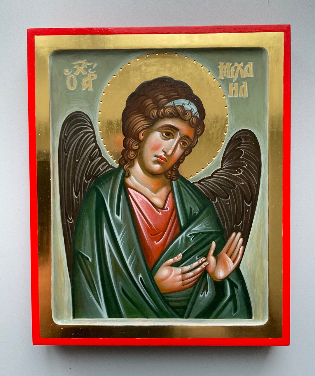 Icon of Saint Archangel Michael. Board, Pavoloka, Levkas, Gold Leaf ...
