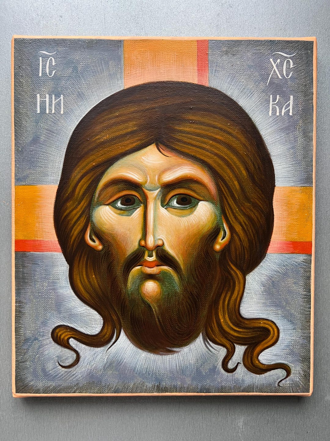 Handwriting Icon of Jesus Christ, Egg Tempera, Canvas on a Stretcher ...