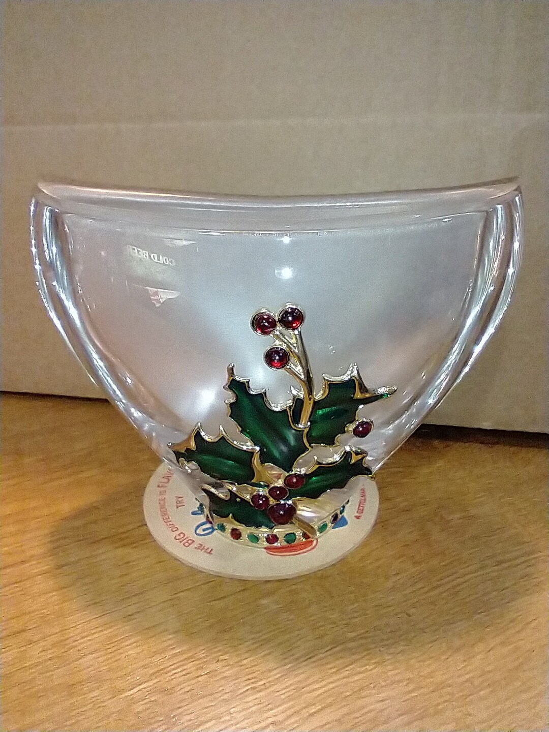Teleflora Lead Crystal Christmas Candy Bowl Vase 24% Bohemian Crystal ...