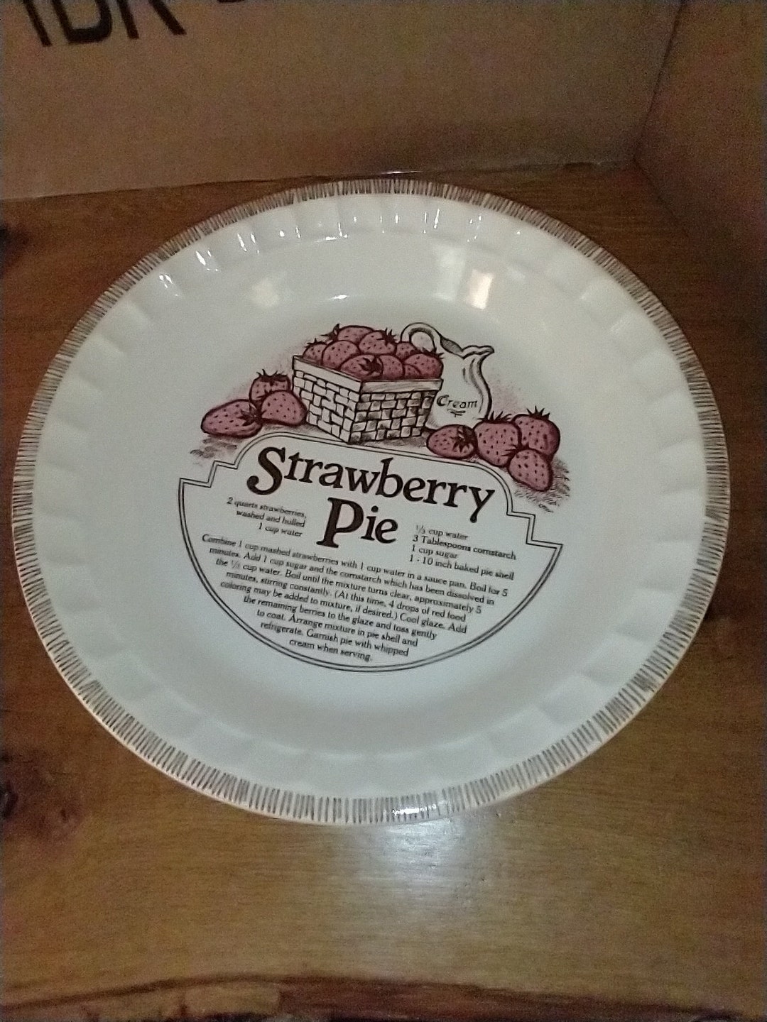 Strawberry Pie Plate With Recipe, Oven Safe Pie Dish Royal China by ...