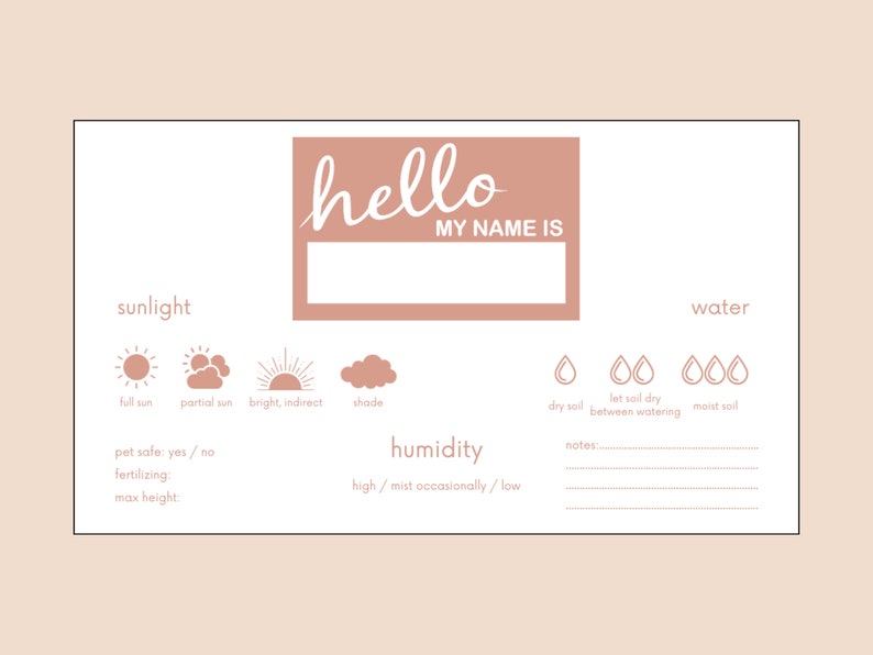 Plant Care Name Labels Portrait & Landscape Plant Card Label Template ...