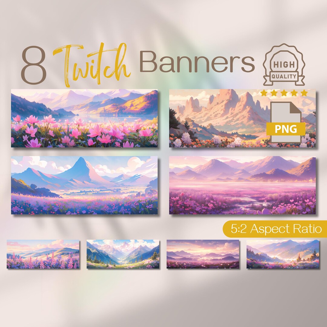 Aesthetic Twitch Banner Streaming, Mountain Meadows Pastel Design ...