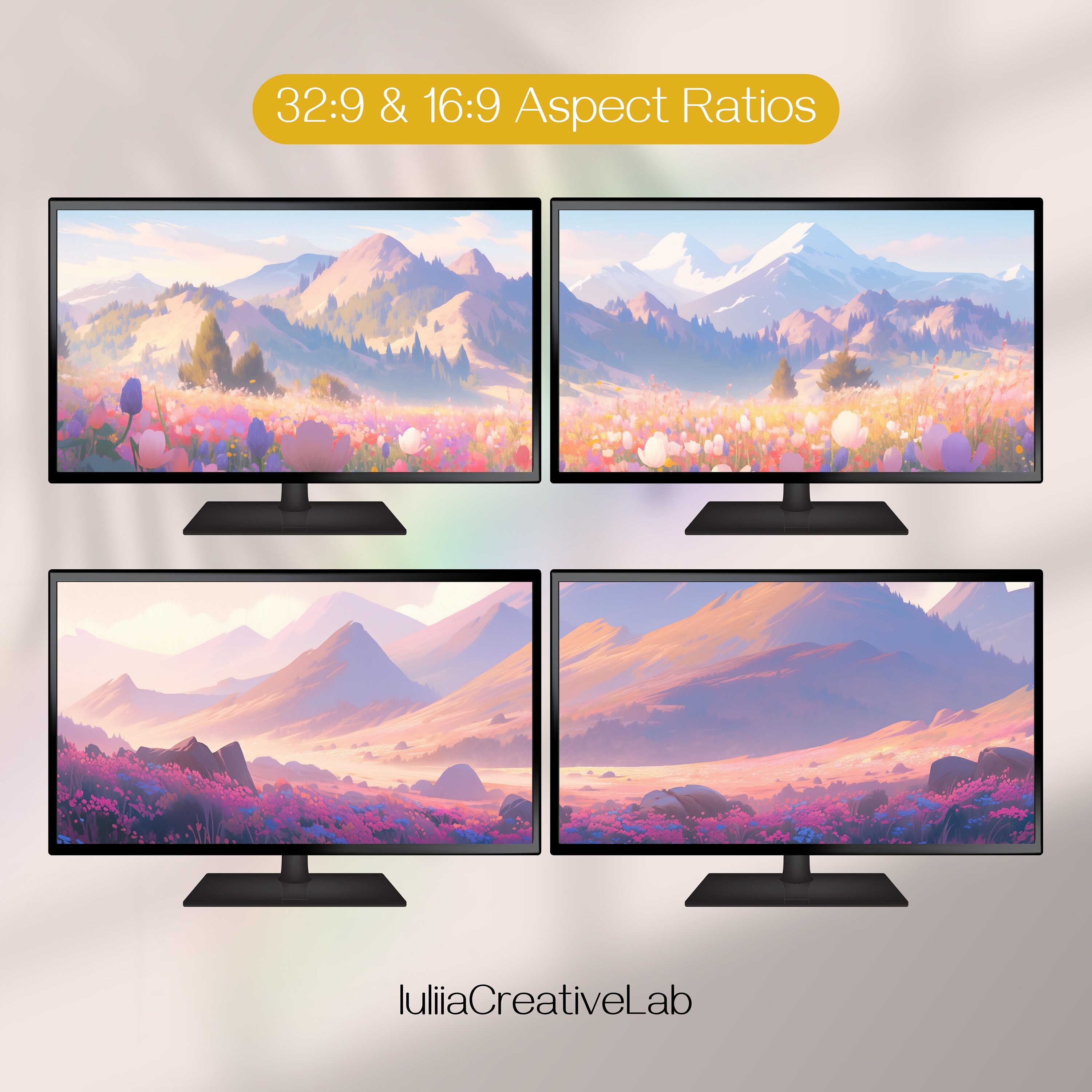 Pastel Dual Monitor Wallpaper Collection, Meadows Double Screen ...