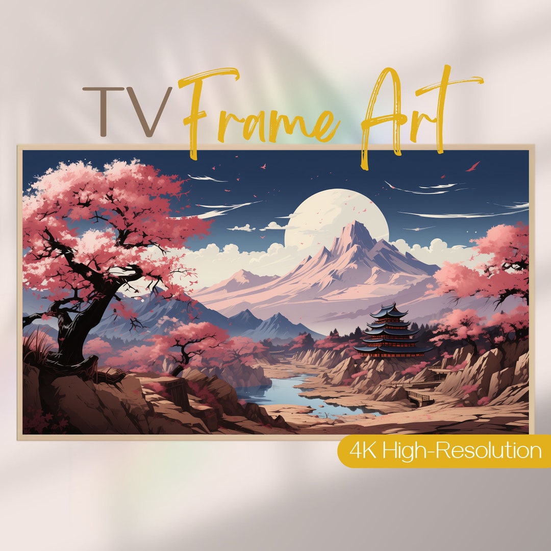 Mount Fuji TV Art Cover, Sakura Television Picture Frame, Japanese ...