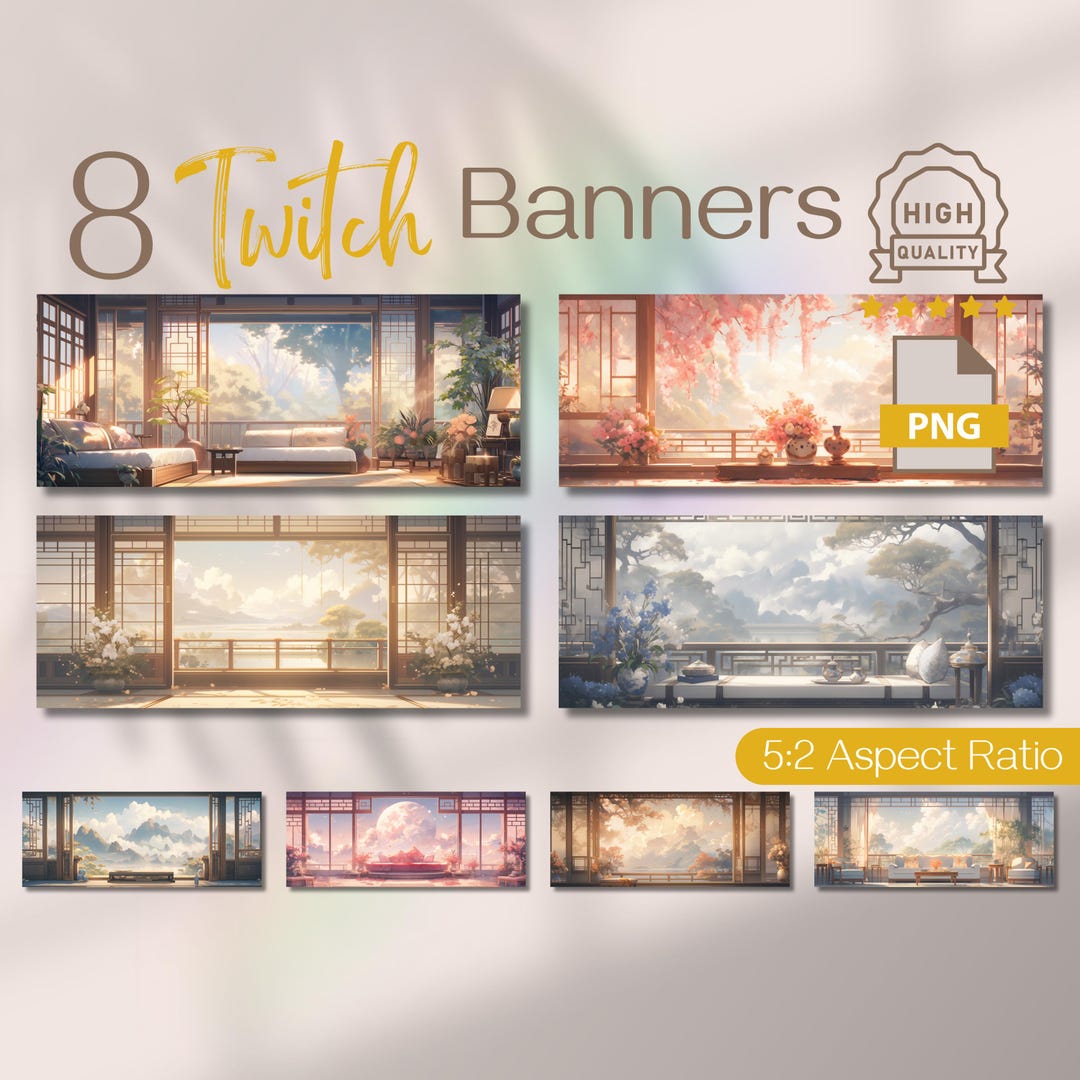 Japandi Anime Twitch Banner, Twitch Stream Banner, Lofi Light Stream ...