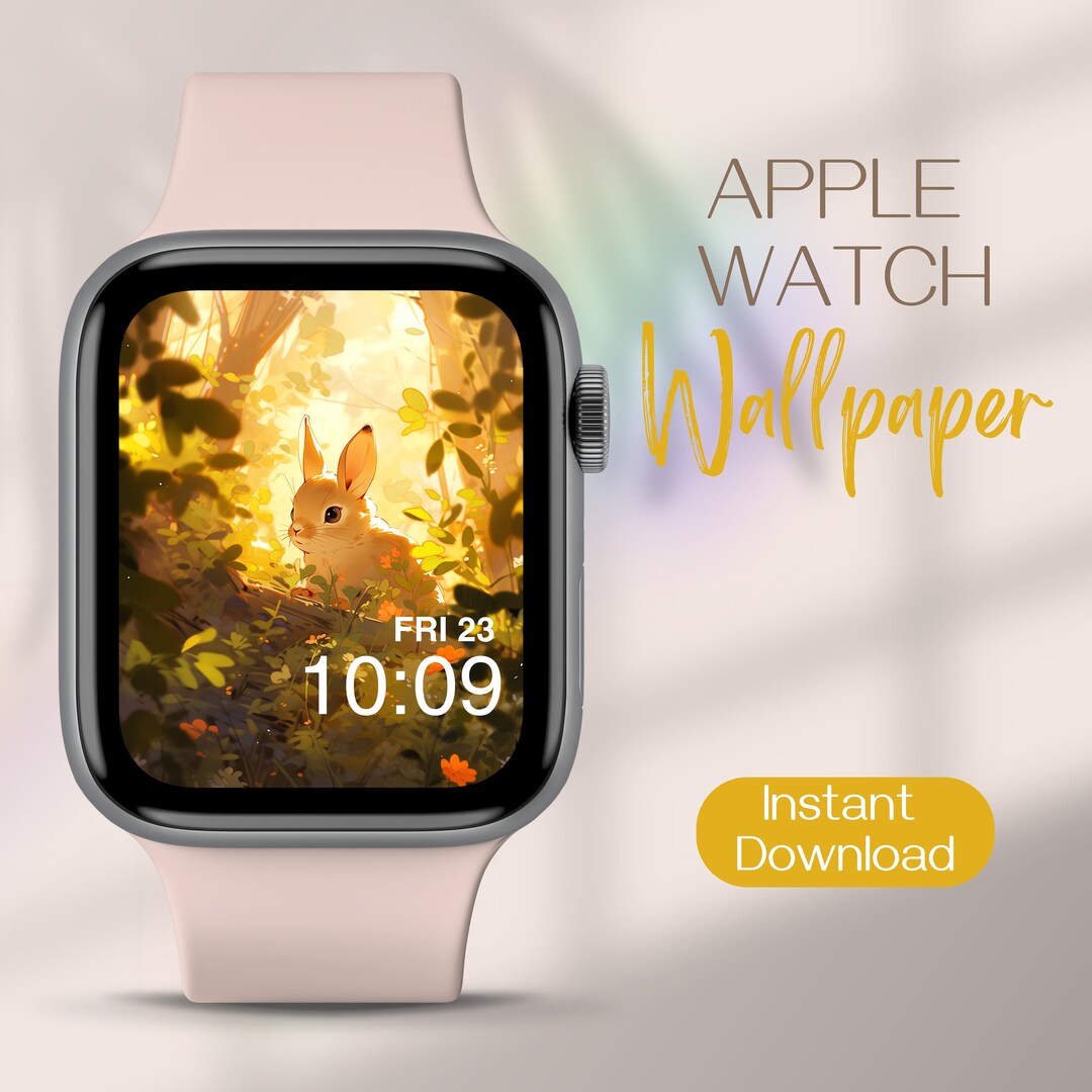 Cute Apple Watch Face, Rabbit Smartwatch Wallpaper, Whimsical Apple ...
