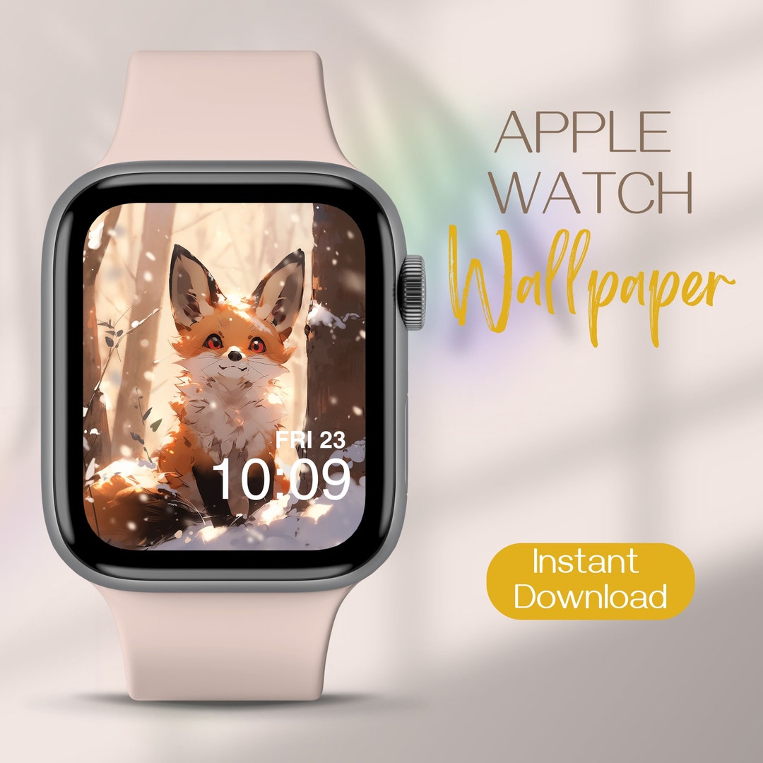 Cute Apple Watch Wallpaper, Winter Forest Smartwatch Background, Fox ...