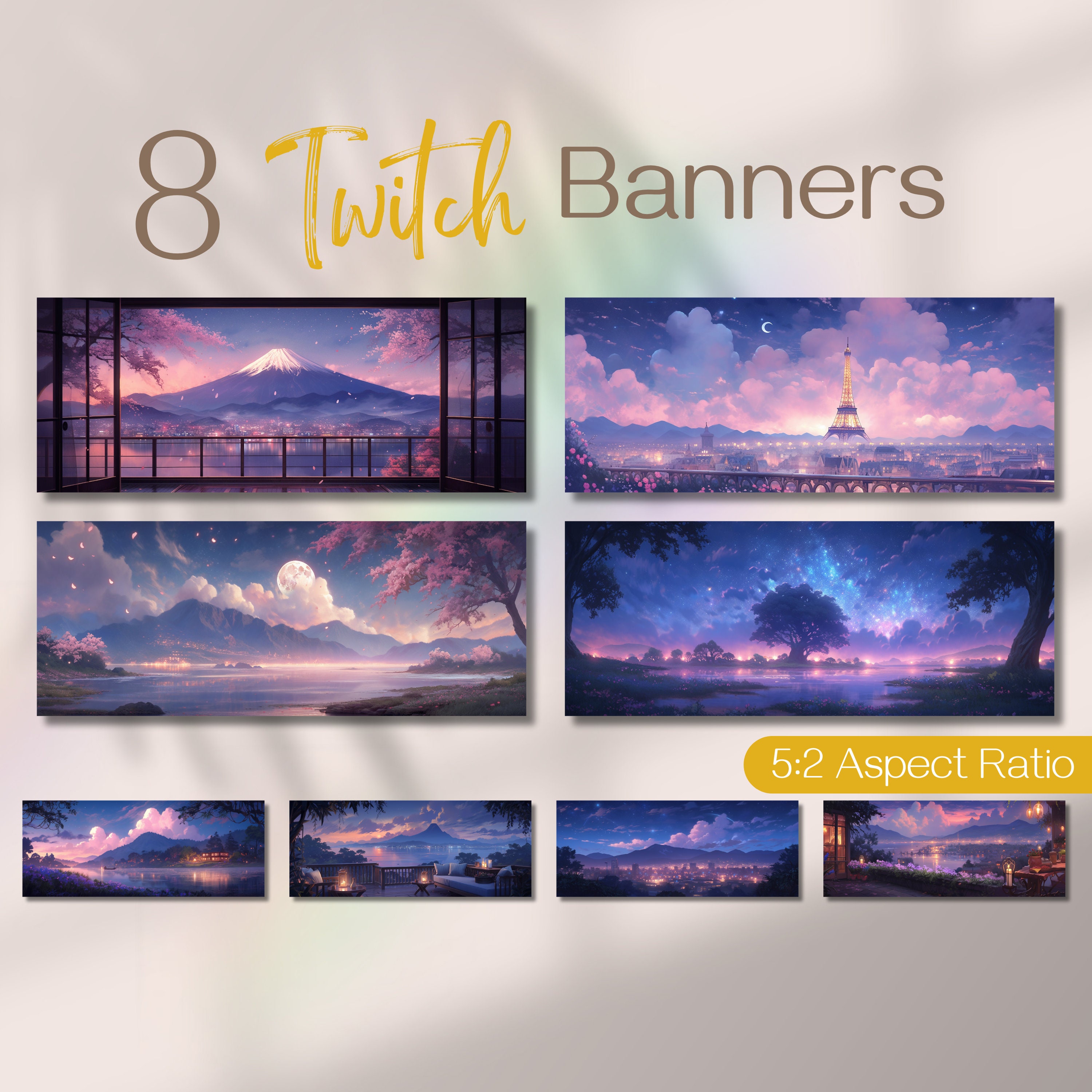 Anime Twitch Banner, Neon Stream Banner, Purple Twitch Stream Banner ...