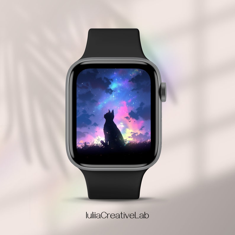 Pastel Apple Watch Face Wallpaper, Whimsical Apple Watch Wallpaper, Cat ...