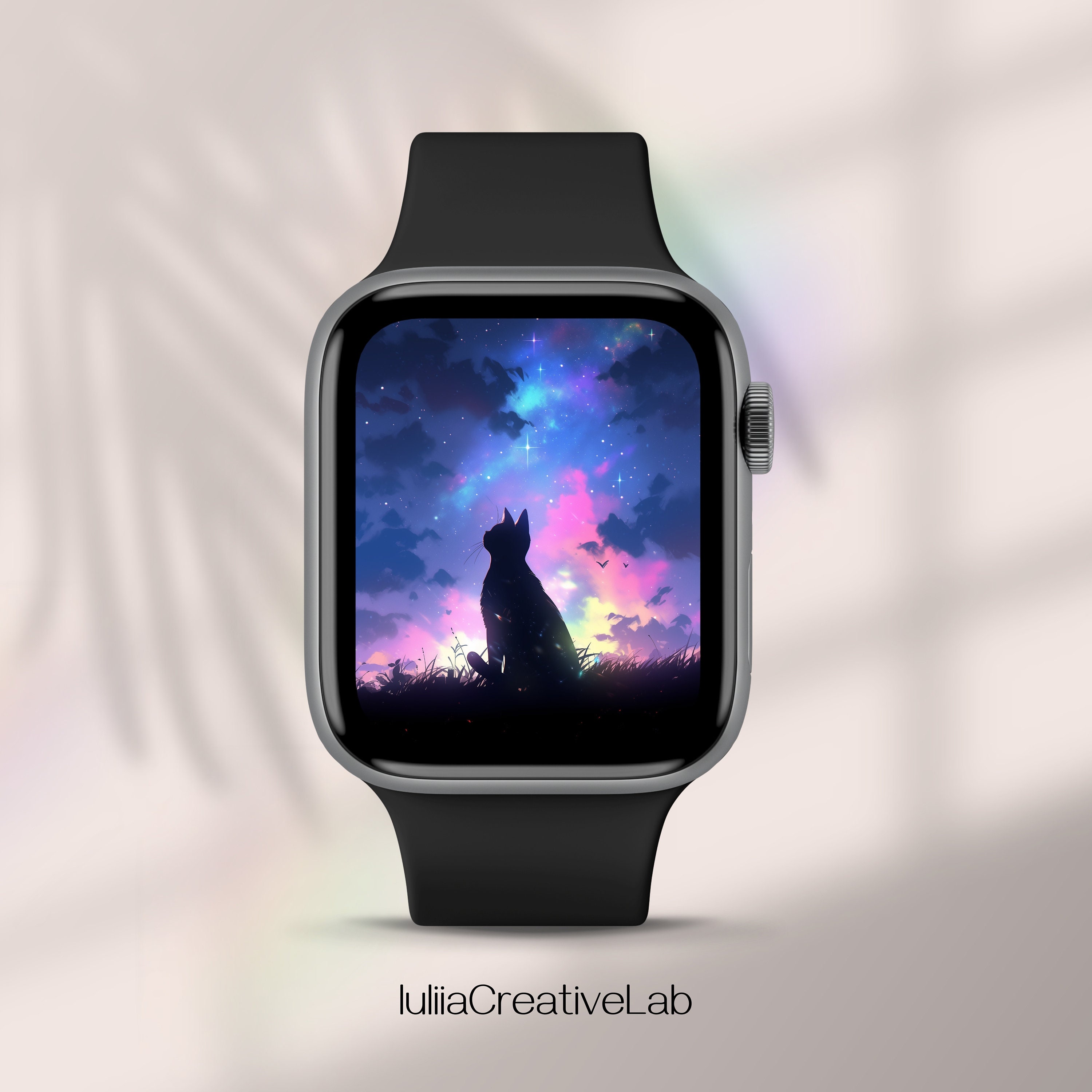 Pastel Apple Watch Face Wallpaper, Whimsical Apple Watch Wallpaper, Cat ...