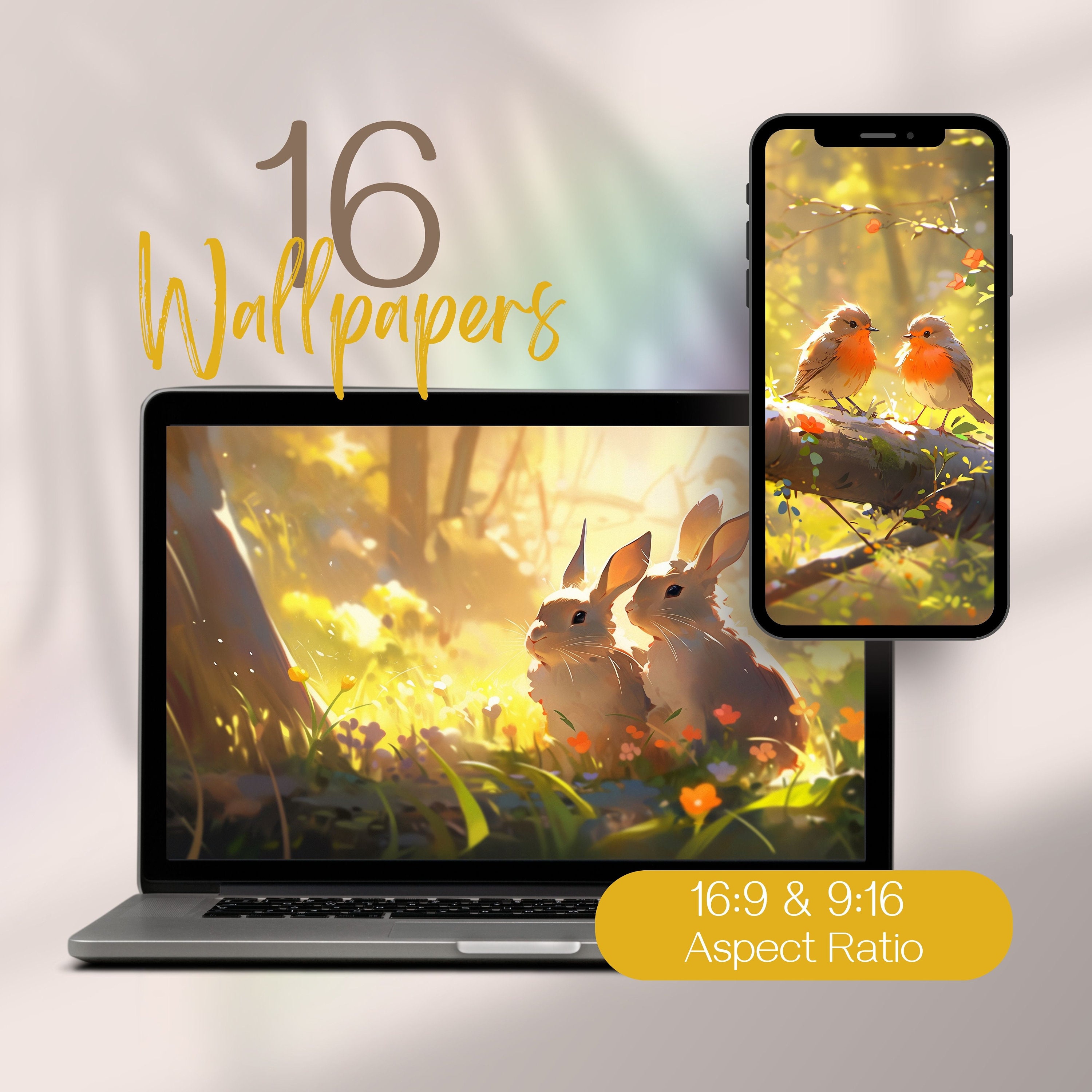 Cute Blooming Forest Wallpaper, Spring Phone Wallpaper, Cute Animals ...