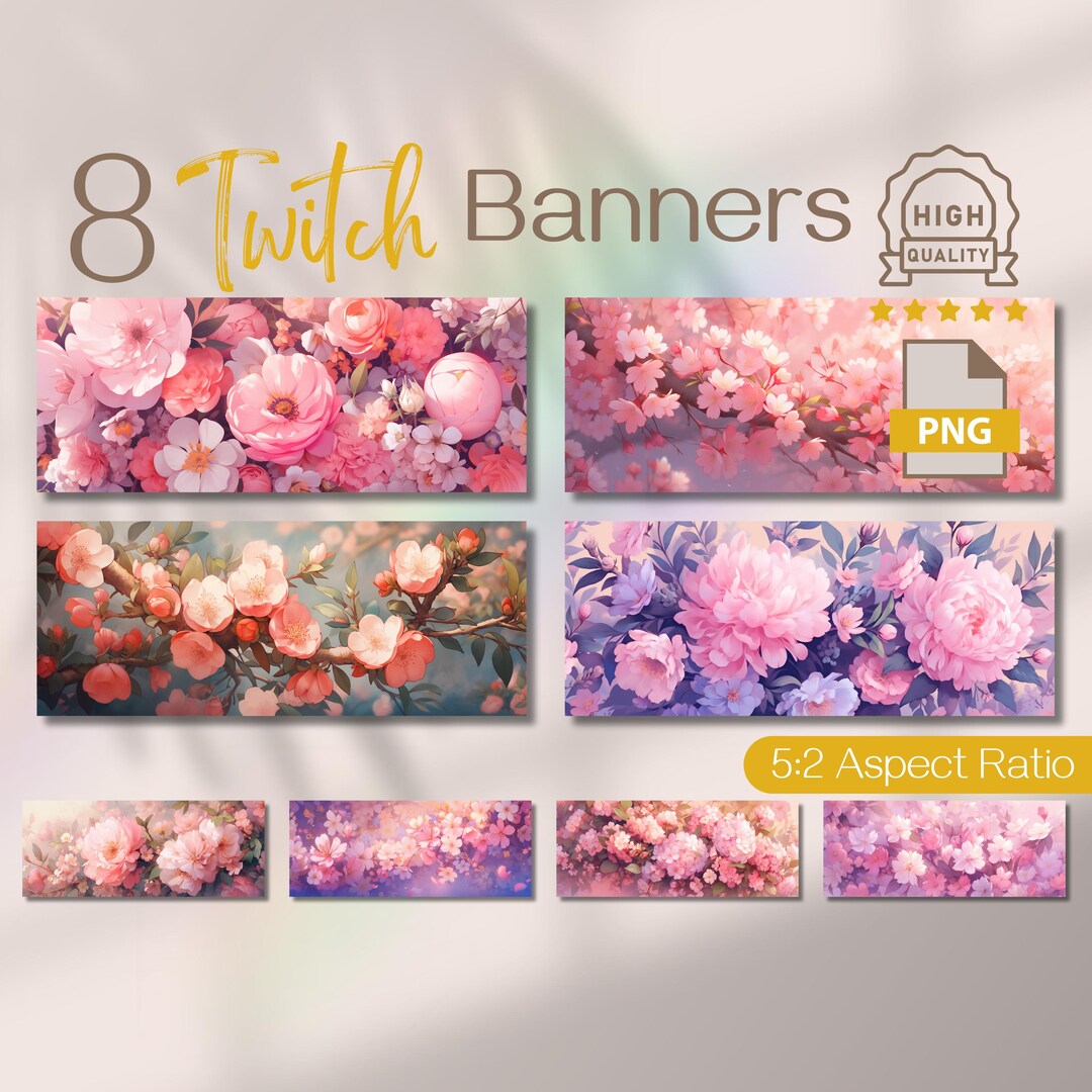 Kawaii Sakura Twitch Banner Set: Pastel Floral Streaming Headers (PDF ...