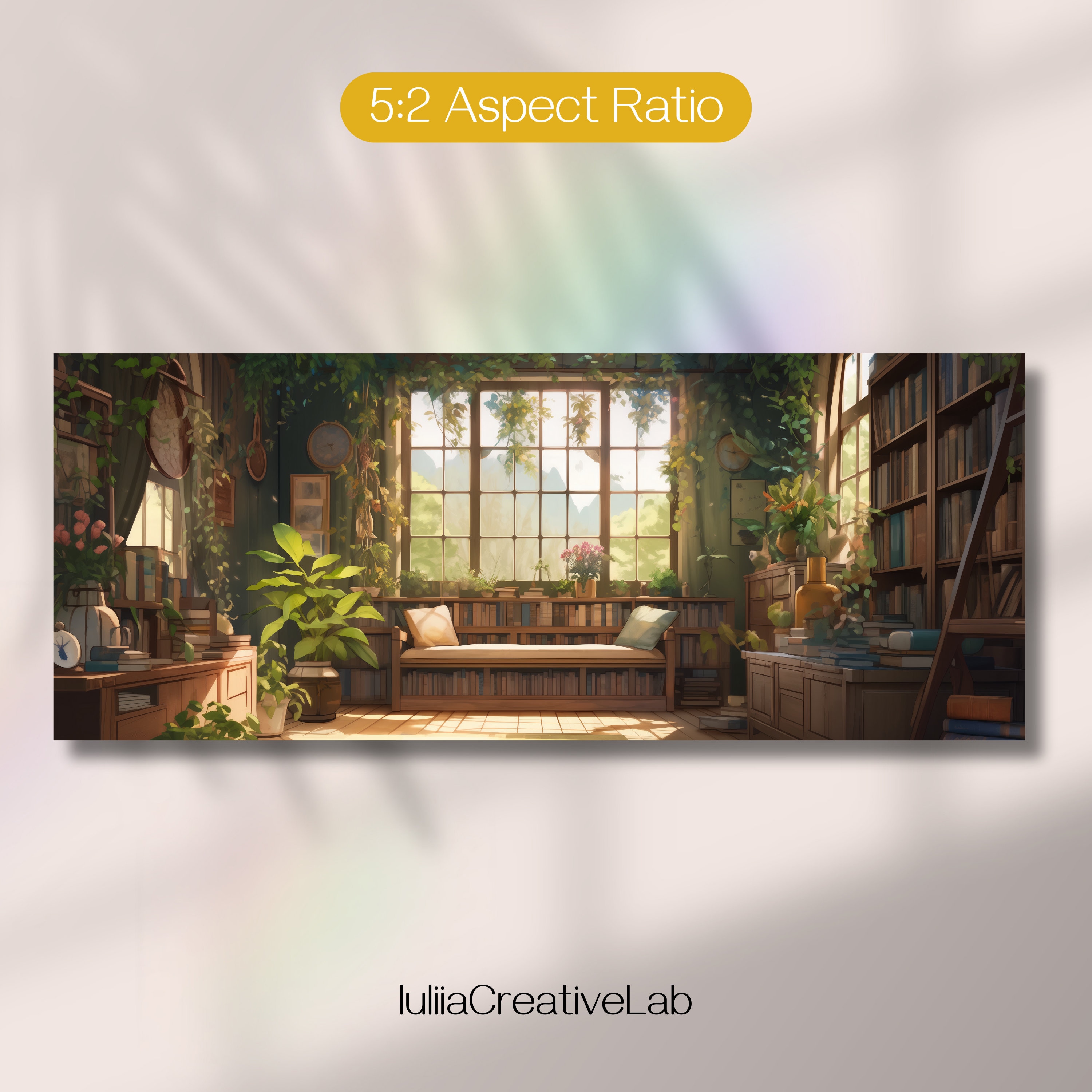 Studio Twitch Banner, Lofi Library Twitch Stream Banner, Anime Stream ...